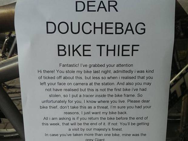 Dear bike thief... how to write a letter that could get your bike back